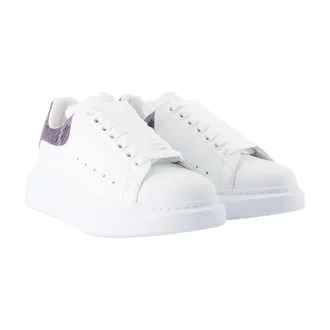 Alexander McQueen Womens Python-Trim Calfskin Sneaker White