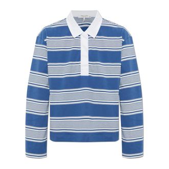 Rag & Bone Kelly Boxy Gestreiftes Langarm-Polo - - Tops - Damen - Blau - L