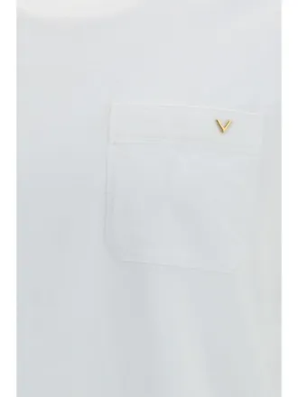 Valentino Mens T-Shirt Vgold White Cotton T-Shirts And Polos