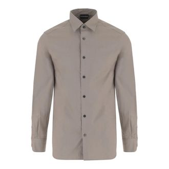 Emporio Armani Chemise en coton avec logo - Homme - Chemises - Beige - Taille: M