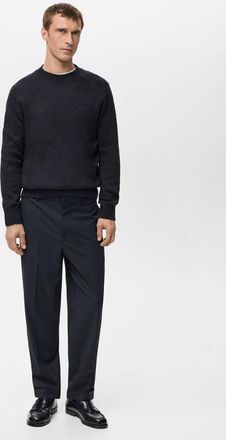 Mango Pull col c&ocirc;tel&eacute; en laine m&eacute;lang&eacute;e bleu marine - Homme - XXL - MANGO MAN