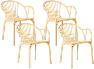 Beliani Beliani - Ensemble Moderne de 4 Chaises de Salle &agrave; Manger de Jardin Plastique L&eacute;ger R&eacute;sistant Beige Andora