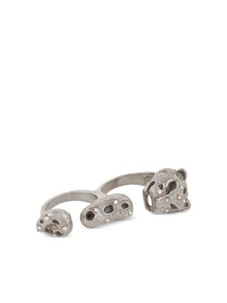 Susan Caplan Vintage Pre-owned Double-Impact Panther Statement-Ring - Silber