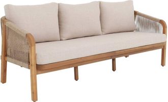 Sweeek 3-Sitzer Outdoor-Sofa aus Akazienholz, Seilbespannung und Stoff
