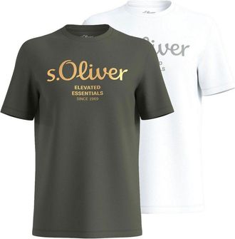s.Oliver T-Shirt mit Metallic-Logo-Aufdruck im 2er Pack