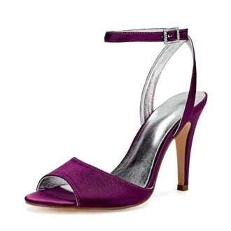 Generic Sandales À Bout Ouvert Mariée Stylet Talons Femmes Eté Talon Mariage Soirée Chaussures Femmes 10.5Cm,Violet,36 EU