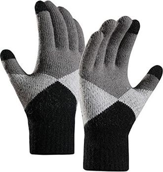 Generic Gants dhiver pour femme - Gants en tricot doux au toucher - Poignets &eacute;lastiques - Mitaines pour femme - Gris - Taille unique