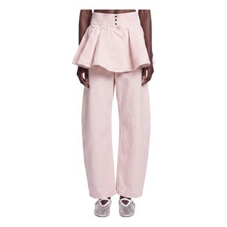 Alaia Denim Peplum G&uuml;rtelschlie&szlig;e Rock - - Jeans - Damen - Rosa - S