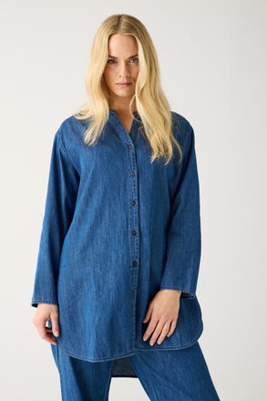 Knowledge Cotton Apparel Damen vegan Denim Shirt Dunkelblau