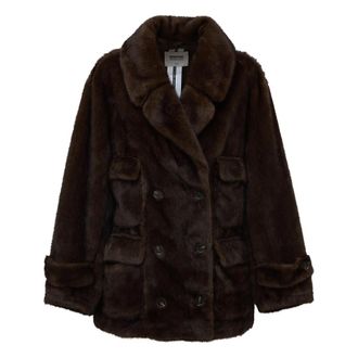 S.W.O.R.D 6.6.44 Faux Fur Mid-Length Double-Breasted Jacket - - Jackets - Damen - Braun - XS
