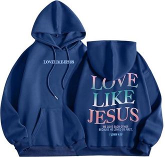 Generic Sweat &agrave; capuche pour femme avec inscription &laquo; Love Like Jesus &raquo; - Coupe ample - Tendance - Avec capuche - Pour adolescentes - Hauts chr&eacute;tiens esth&eacute;tiq