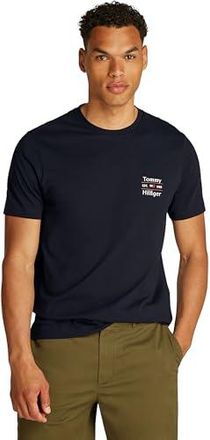 Tommy Hilfiger T-Shirt Manches Courtes Homme Stack Tee avec Col Ras-du-Cou, Bleu (Desert Sky), M