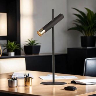 Licht-Erlebnisse Licht-erlebnisse - Schreibtischlampe led Metall 50,5 cm in Schwarz Gold 3000 k warmwei&szlig;es Licht 272 lm Modern