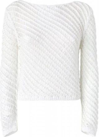Pinko Pinko, Femme, Pulls, Blanc, Taille: 38 FR Pull &agrave; effet crochet avec sequins