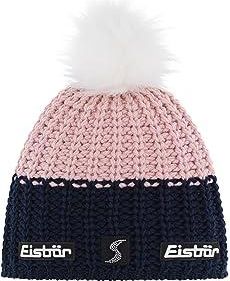 Eisbär Bonnet Focus Lux Crystal Skipool Bonnet en Tricot Bonnet pour lhiver (Taille Unique - Pink-Blanc)