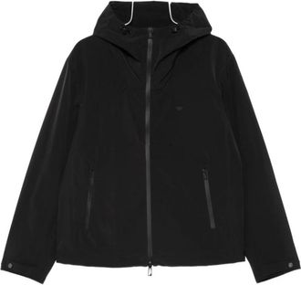 Emporio Armani Homme, Vestes, Noir, Taille: 2XL Blouson en nylon avec capuche et zips thermosoud&eacute;s