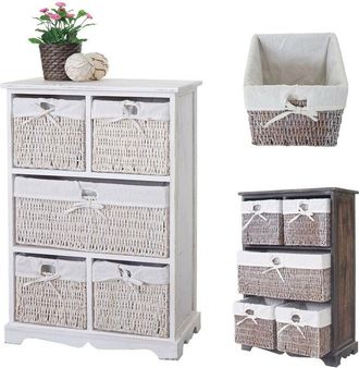 Mendler Mendler - Commode Dundee, armoire à tiroirs, style shabby, vintage 90x60x30cm - blanc
