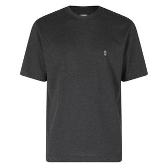 Eleventy Homme, Tops, Gris, Taille: M T-shirt &agrave; col haut brod&eacute;