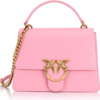 Pinko Love One Top Handle Classic Light Kalbsseide, Damentasche, Einheitsgröße, P31q_marino-antique gold pink, Einheitsgröße