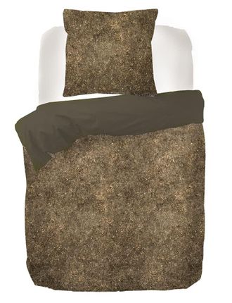 Kayori Satin-Bettwäsche-Garnitur Hiyori Farbe Bronze Größe 135x200+80x80cm Wendebettwäsche Fair Trade