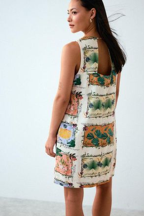 Next Minikleid Etui-Minikleid mit eckigem Ausschnitt und Leinen (1-tlg)