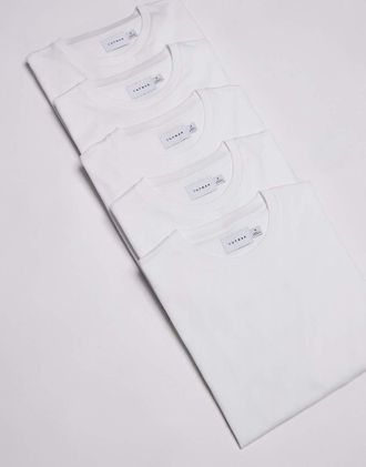 Topman 5er-Pack T-Shirts in Weiß in regulärer Passform