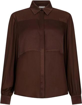 Liu Jo Femme, Blouses et Chemises, Brun, Taille: 42 FR Chemise Boutonn&eacute;e M&eacute;lange de Soie