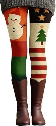 Generic Legging de No&euml;l pour femme - Legging thermique amusant &agrave; motif de No&euml;l - Contr&ocirc;le du ventre - Pantalon de compression c&ocirc;tel&eacute; doux et doux - Pantalon d