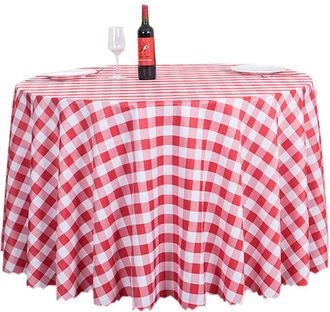 ACVIP Tischdecke Runde Tischtücher Retro Kariert Tischdecken Lotuseffekt Tafeltuch Geeignet für Home Küche Dekoration(Rot, 160cm)