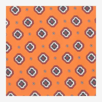 Alberto Biani Womens Floral Pattern Silk Foulard Orange Scarf Scarfs