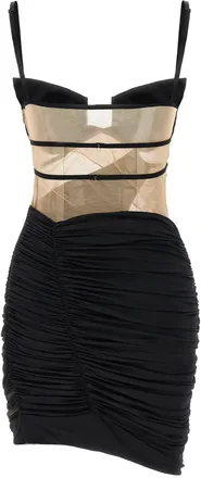 Nensi Dojaka Mesh-Insert Mini Dress - Black