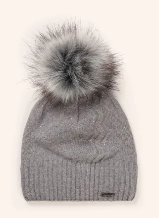 Capo Capo M&uuml;tze Mit Cashmere Und Schmucksteinen grau