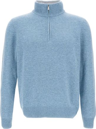 Gran Sasso pull en maille fine à col zippé - Bleu