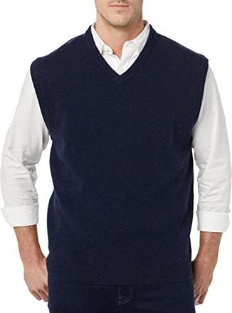 Amazon Essentials Gilet en Laine dagneau Homme, Bleu Marine, XL Taille Tall