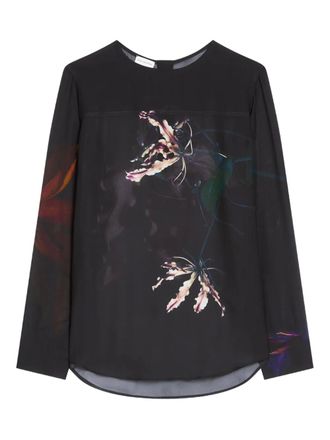 Dries Van Noten Hemd mit Blumen-Print - Schwarz