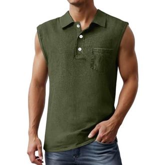 Generic T-shirt pour homme D&eacute;bardeur pour homme Grandes et grandes chemises sans manches Muscle Fitness Entra&icirc;nement Course Plage &Eacute;t&eacute; Boutonn&eacute; T-shirt Gilet, 
