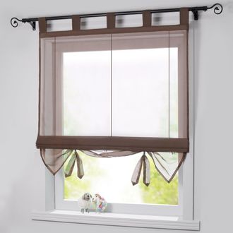 Joyswahl Raffrollo Voile Schlaufenrollo Sarah Moderne Gardine Transparente Raffgardinen BxH 140x155cm Kaffeebraun 1er Pack