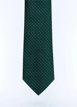 Fursac Cravate en soie verte &agrave; pois - Taille Unique - Homme