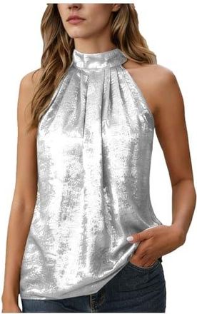 Generic Top Femme Chic Et &Eacute;l&eacute;gant sans Manche Debardeur Fluide Lin avec Brassi&egrave;re Int&eacute;gr&eacute;e Crop D&eacute;bardeur Grande Taille Carr&eacute; 2026 Musculation Ete D&eacute;t&eacute; Sport 