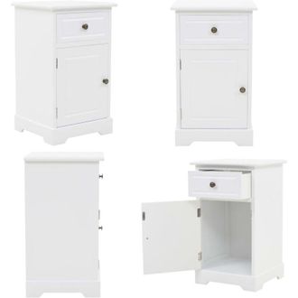 vidaXL Nachtschrank mdf und Kiefernholz 35x32x59 cm - Nachtschrank - Nachttisch - Wei&szlig;er Nachttisch - mdf Nachttisch - Holz Nachttisch - Home & Living