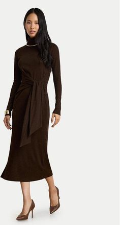 Lauren Ralph Lauren Strickkleid 200980028501 Dunkelbraun Slim Fit