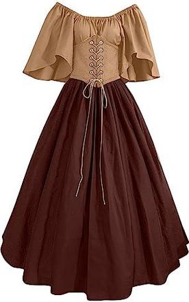 Generic 2025 Robe Medievale Femme Grande Taille Victorienne Steampunk Gothique Vintage Steampunk Medievale Costume MéDiéVal Femme DéGuisement Victorienne DéGu