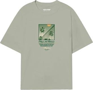Jack & Jones Joralmeria Palms T-Shirt SS Crew Neck FST pour Homme, Tint Celadon, M