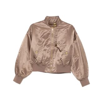 Elisabetta Franchi Femme, Vestes, Beige, Taille: 38 FR Bomber Jacket en tissu nylon