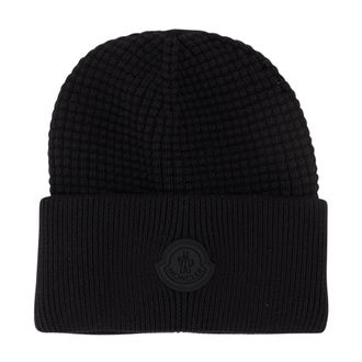 Moncler Homme, Accessoires, Noir, Taille: ONE Size Bonnet en Coton avec Logo