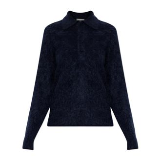 Forte_Forte Kaschmir-Polohemd mit langen &Auml;rmeln - - Knitwear - Damen - Blau - M