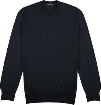 Zanone Homme, Pulls, Bleu, Taille: XL Pull ras du cou slim en cachemire et soie