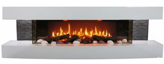 Chemin'Arte Elektrokamin - Wandkamin Elektrisch - Lounge 3XL 152x46zm mit heizung 2000W - Weiß - Kamin deko - mit Fernbedienung - LED-Flammeneffekt