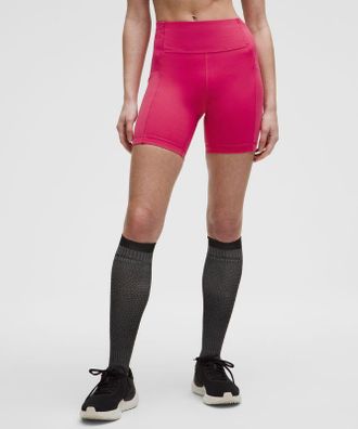 lululemon Swift Speed Shorts mit hohem Bund f&uuml;r Frauen - 15 cm - Gr&ouml;&szlig;e 10 in Raspberry Coulis