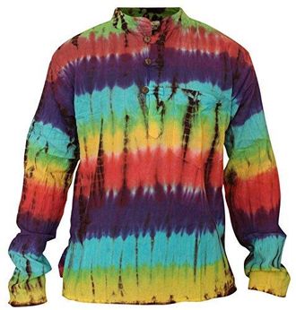 Shopoholic Fashion Homme Tyedye Chemise - Parall&egrave;le Arc-en-Ciel, XXL